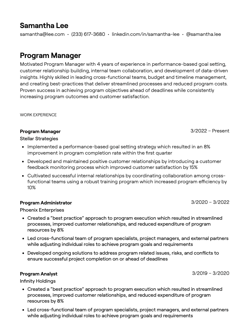 9 Program Manager Resume Examples with Guidance 